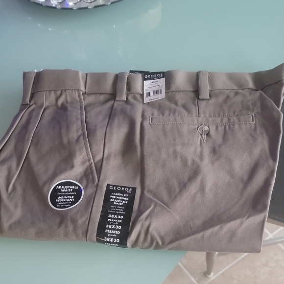 George | Pants | George Mens Classic Fit Pleated Pants Brown | Poshmark
